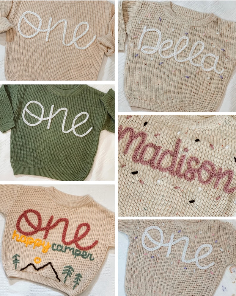 Personalized Hand Embroidered Baby and Toddler Birthday Sweater, One ...