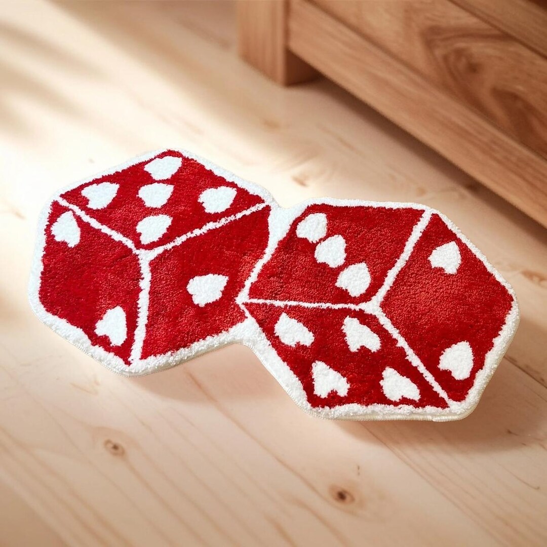 Red Dice Handmade Rug Custom Rug, Red Dice Rug, Tufted Rug, Bedroom ...