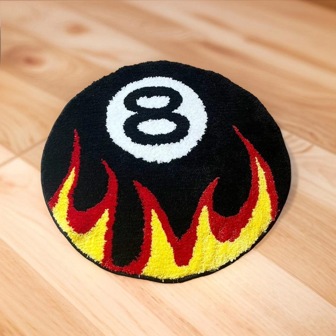 8 Ball Handmade Rug 8 Ball Pool, Black Rug, Tufted Rug, Bedroom Area ...