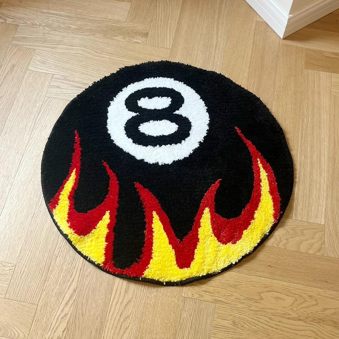 8 Ball Handmade Rug 8 Ball Pool, Black Rug, Tufted Rug, Bedroom Area ...