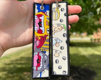 Anime Embroidered Jet Tag Keychain - Etsy