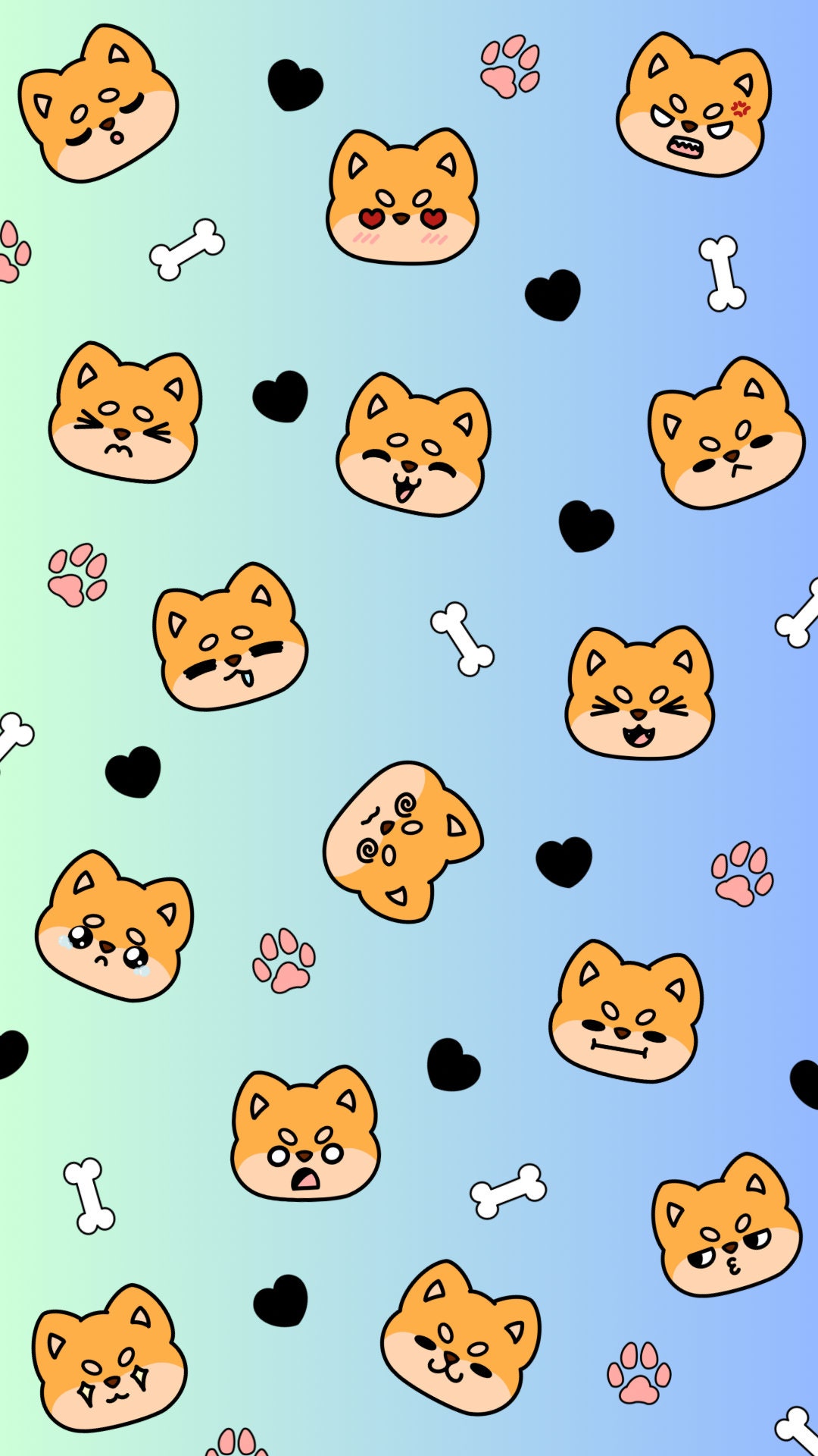 Kawaii Chibi Shiba Inu Pattern Wallpaper - Etsy
