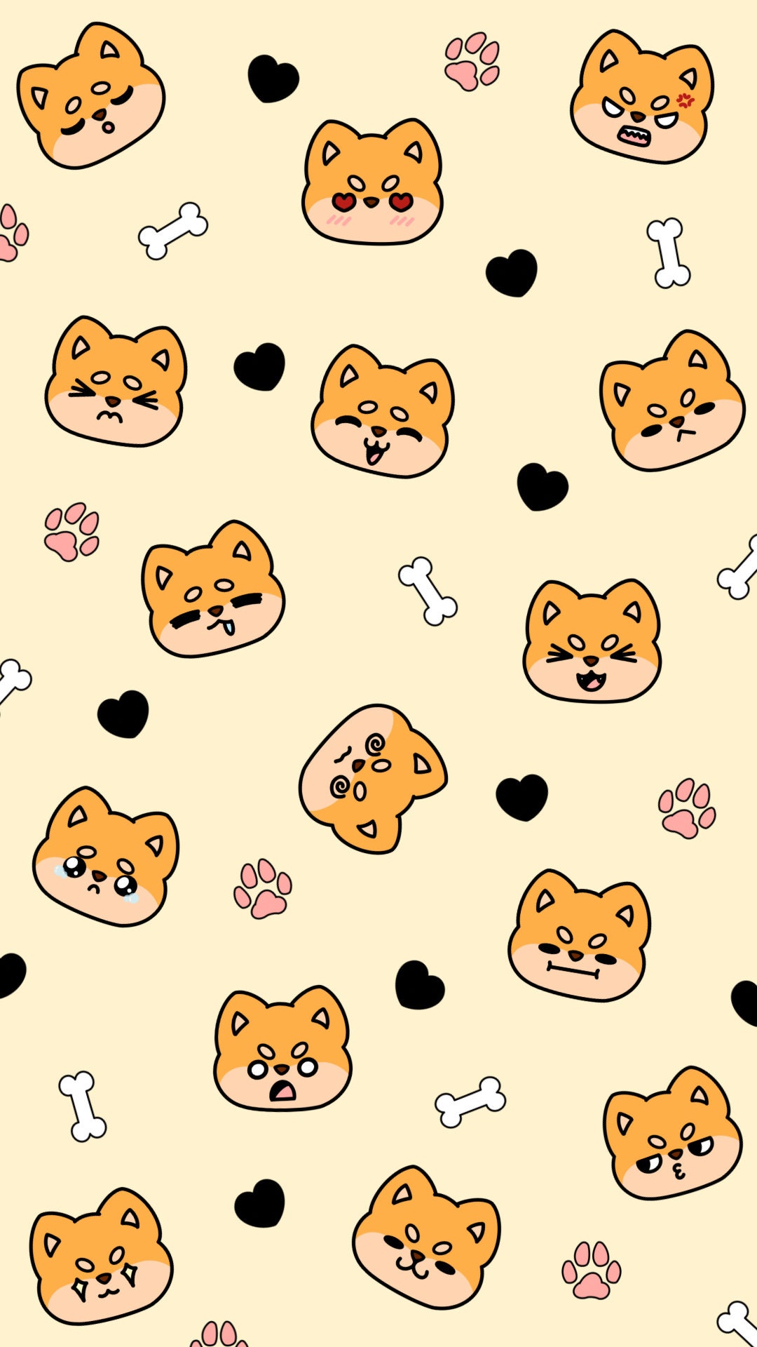 Kawaii Chibi Shiba Inu Pattern Wallpaper - Etsy