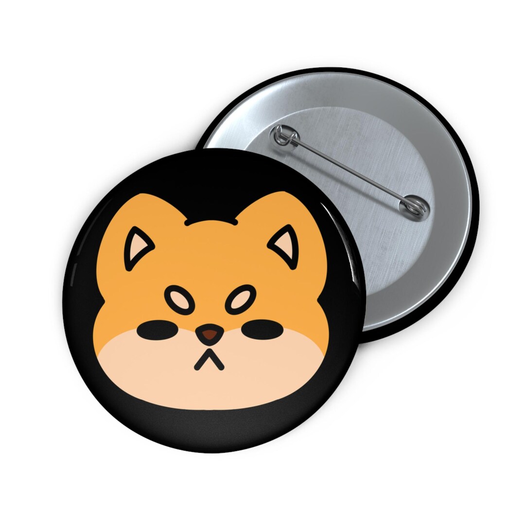 Grumpy Shiba Dog Pin Button | Cute Kawaii Enamel-style Badge - Etsy