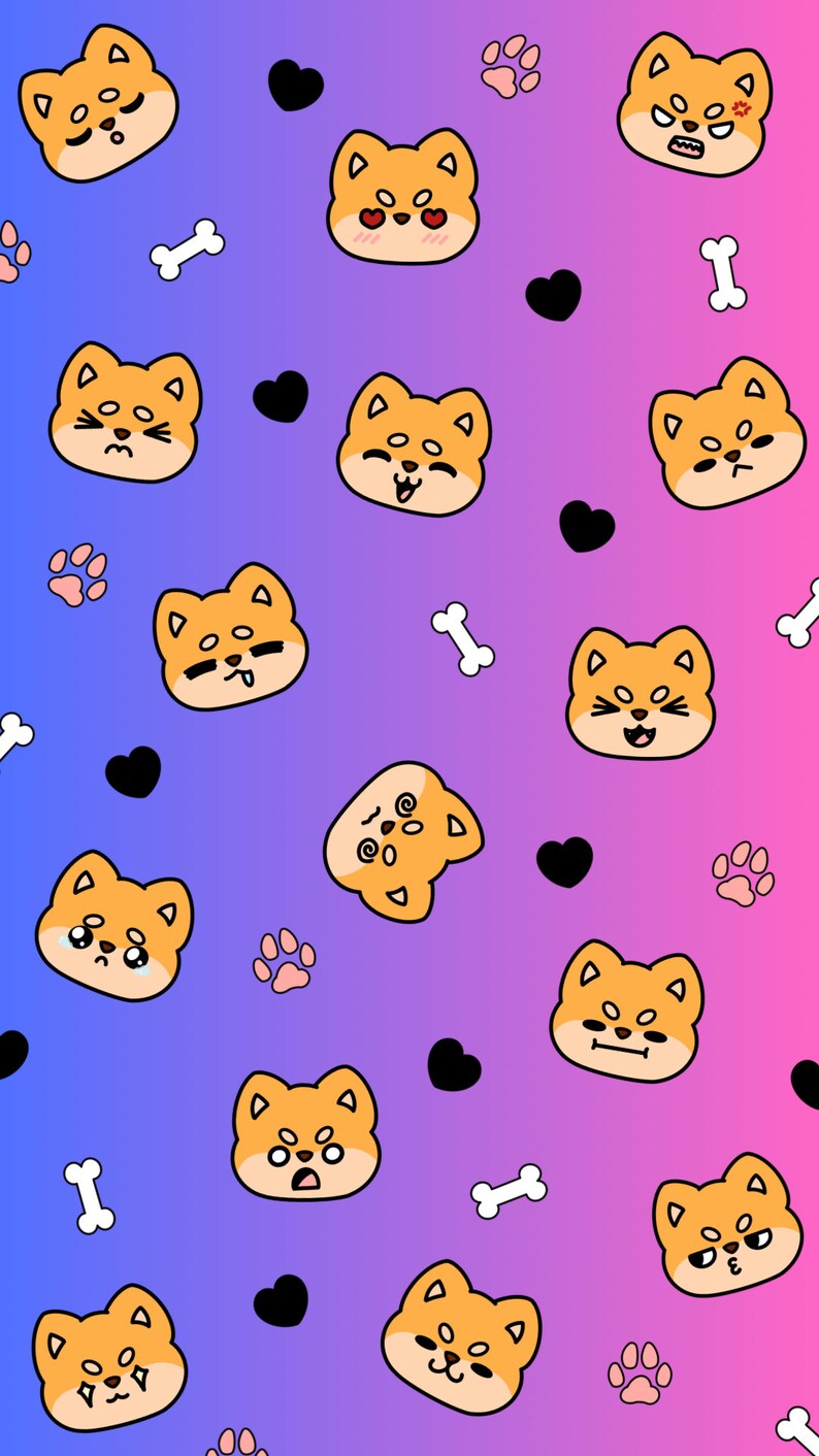 Kawaii Chibi Shiba Inu Pattern Wallpaper - Etsy