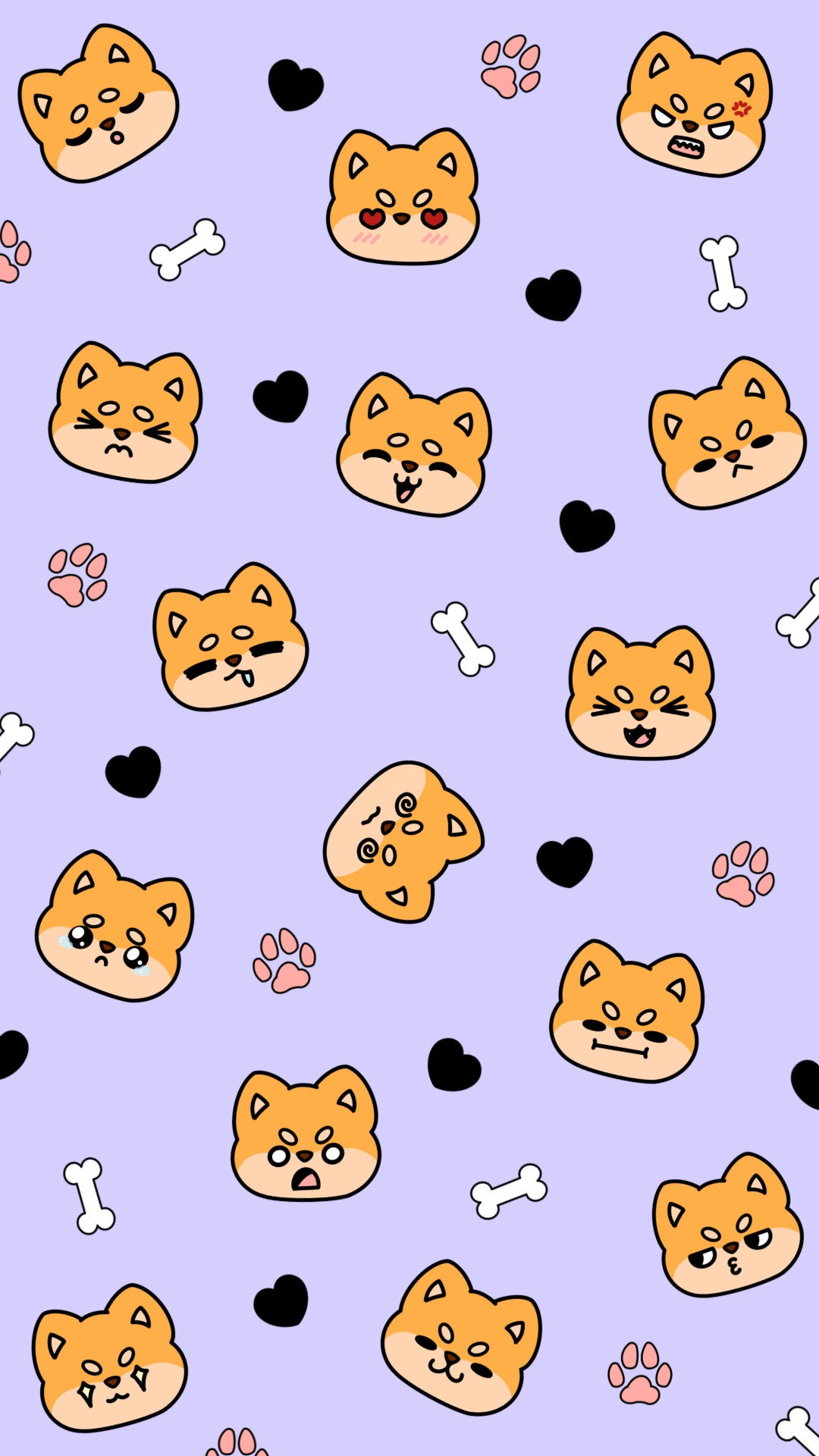 Kawaii Chibi Shiba Inu Pattern Wallpaper - Etsy