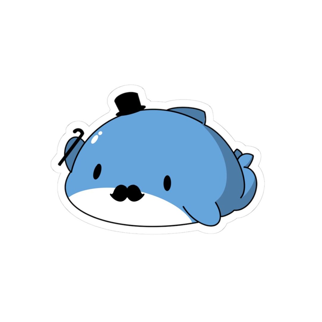 Chibi Whale With Top Hat Mustache Cane Sticker | Kiss-cut Sticker - Etsy