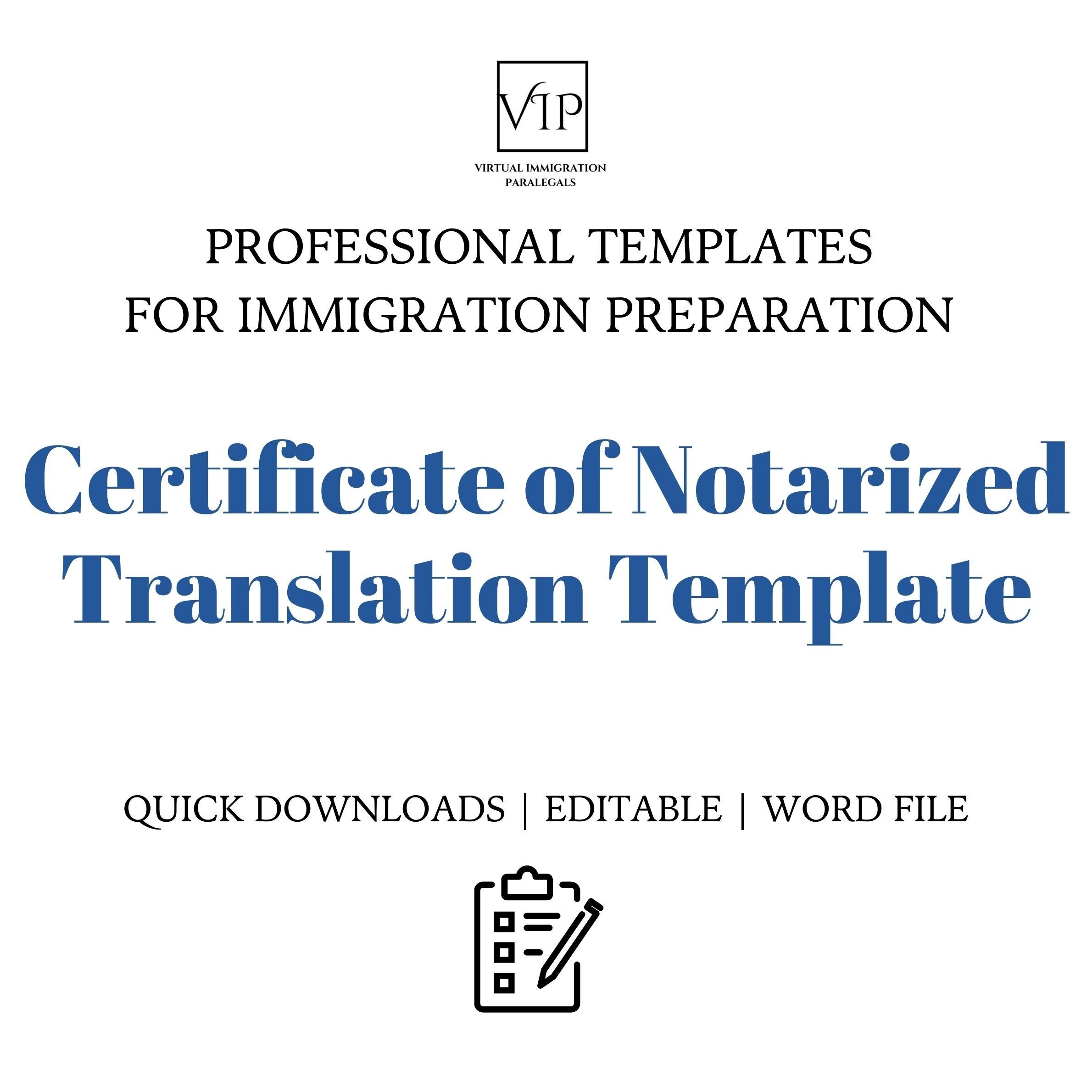 Certificate Of Translation Template