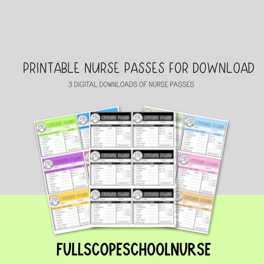 Printable Nurses Office Pass for Digital Download for School Nurses - Etsy