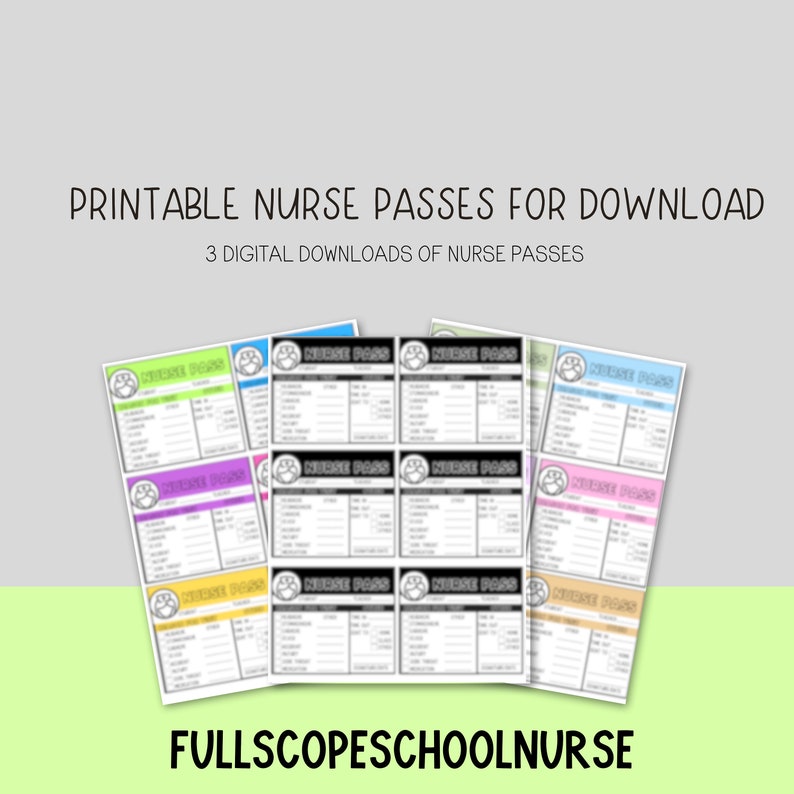 Printable Nurses Office Pass for Digital Download for School Nurses - Etsy