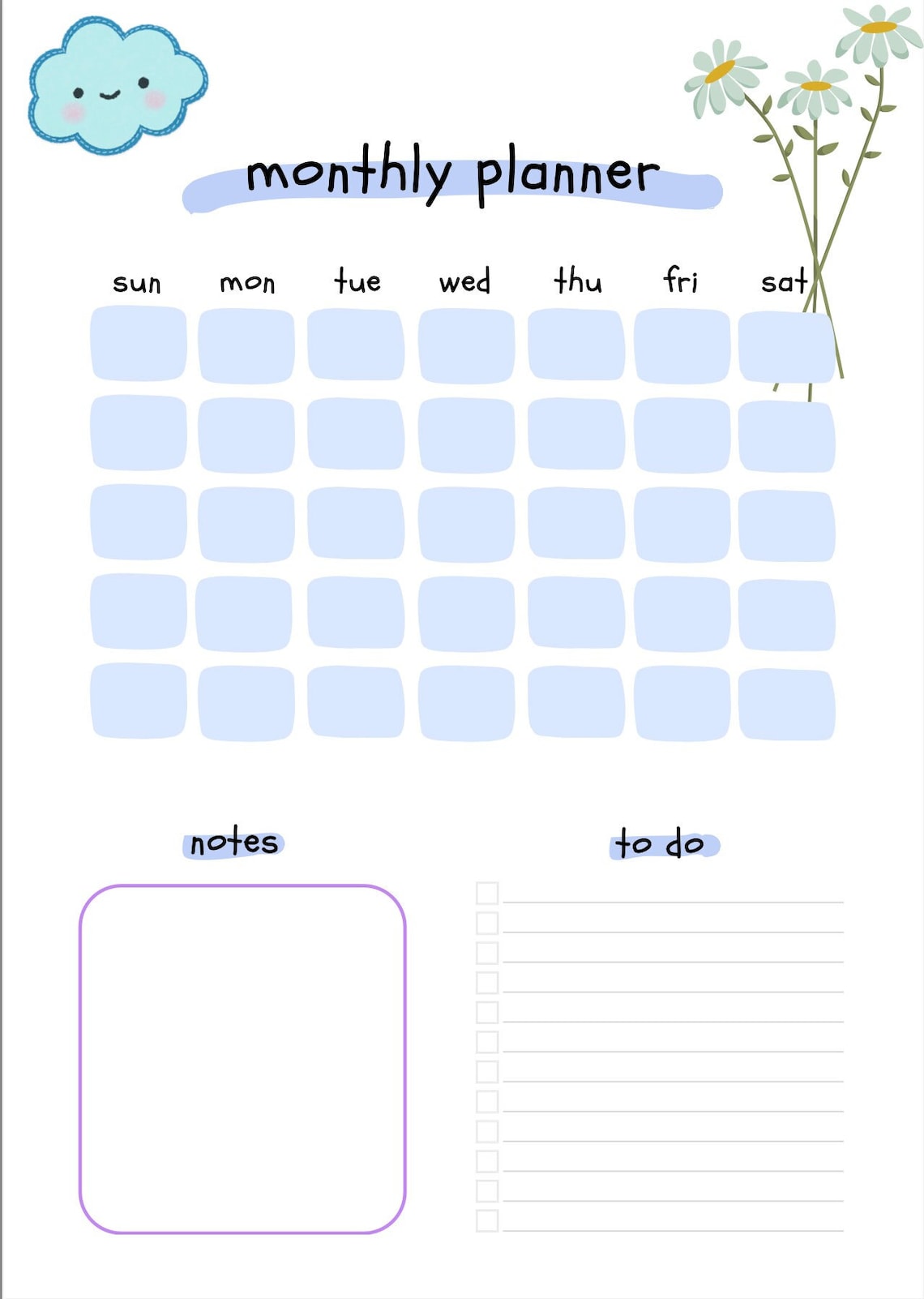 Monthly Planner - PRINTABLE - Etsy