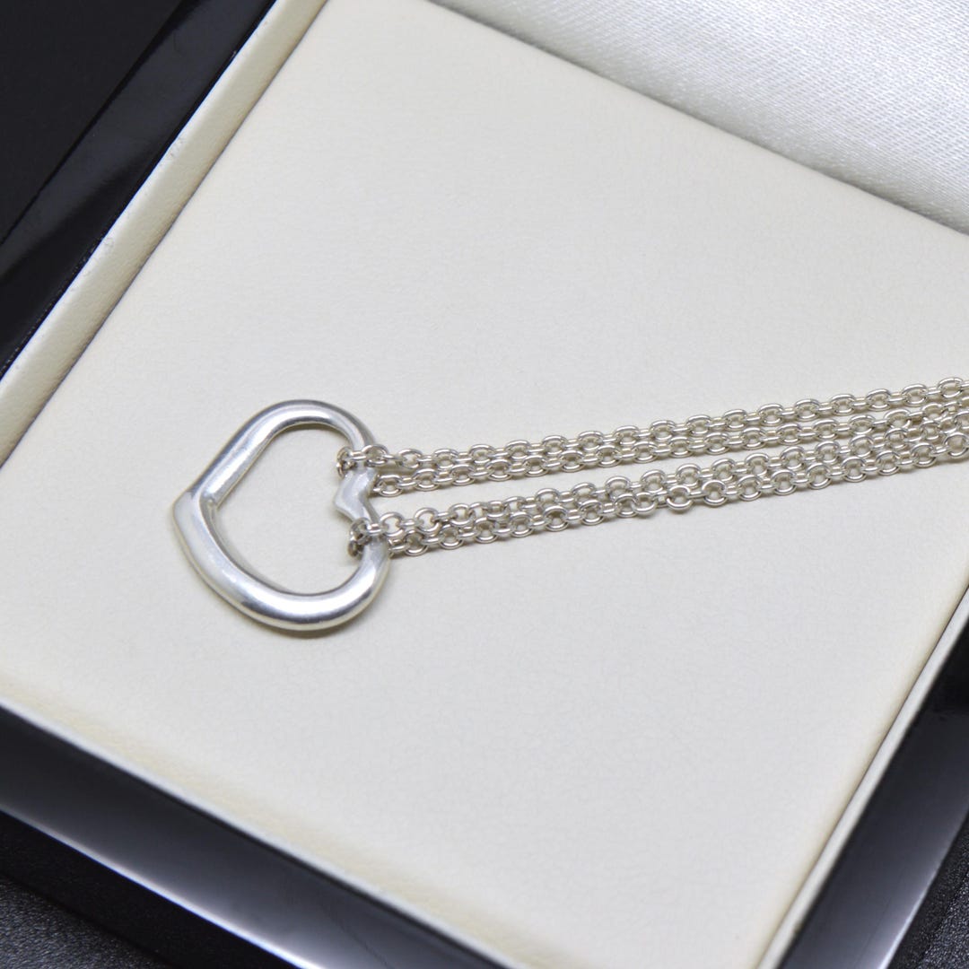 Vintage Sterling Silver 925 Heart Necklace DOUBLE CABLE CHAIN Gift for ...