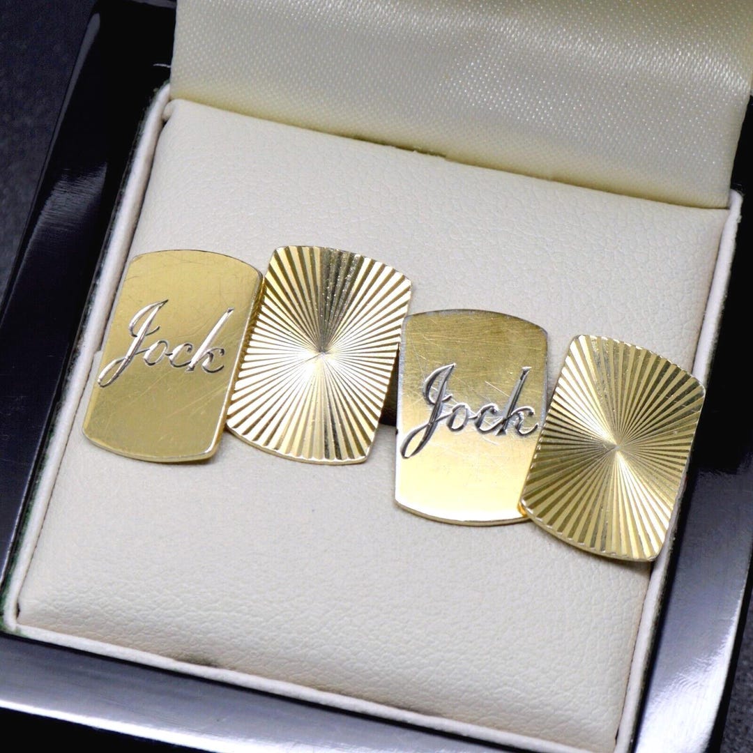 Vintage Sterling Silver 925 & 22ct Gold Cufflinks PERSONALISED JOCK ...