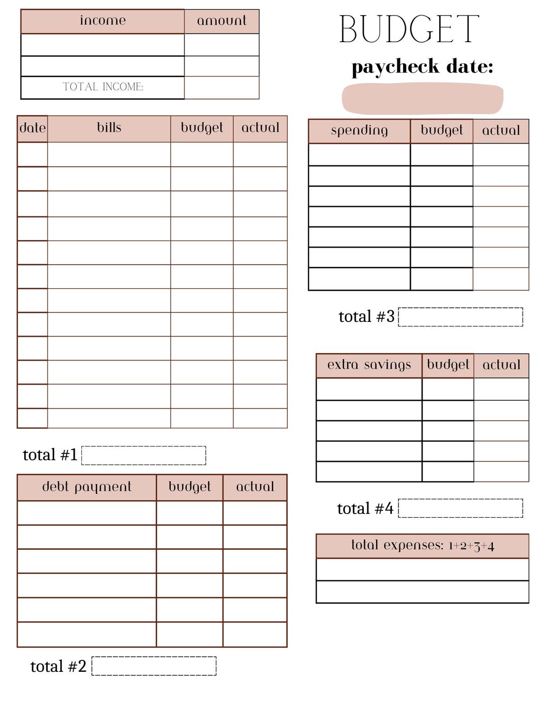 Budget Template - Etsy