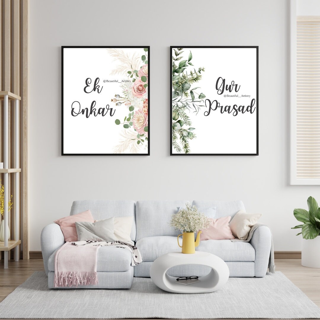 Ek Onkar Gur Prasad Art Set Printable Punjabi Home Decor Sikhi Wall Art Religious Wall Art ...