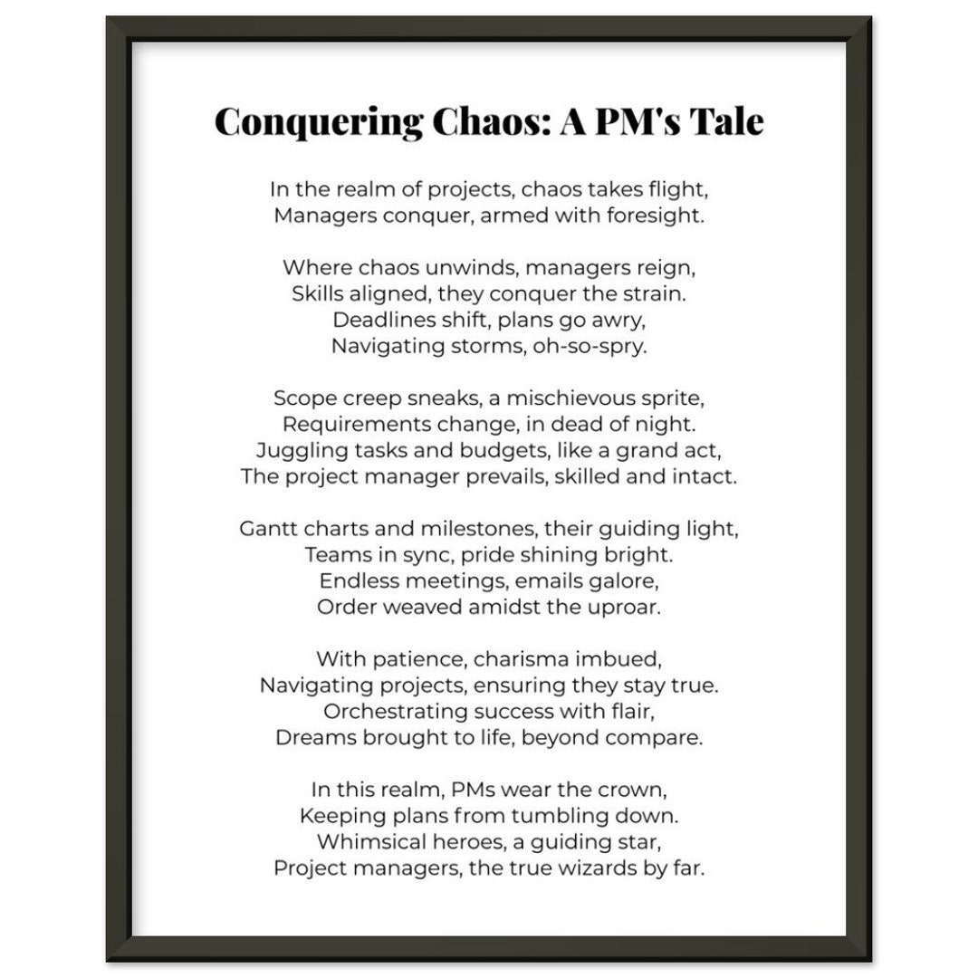 Project Manager PM Poem Humorous & Funny Perfect Gift for PM - Etsy