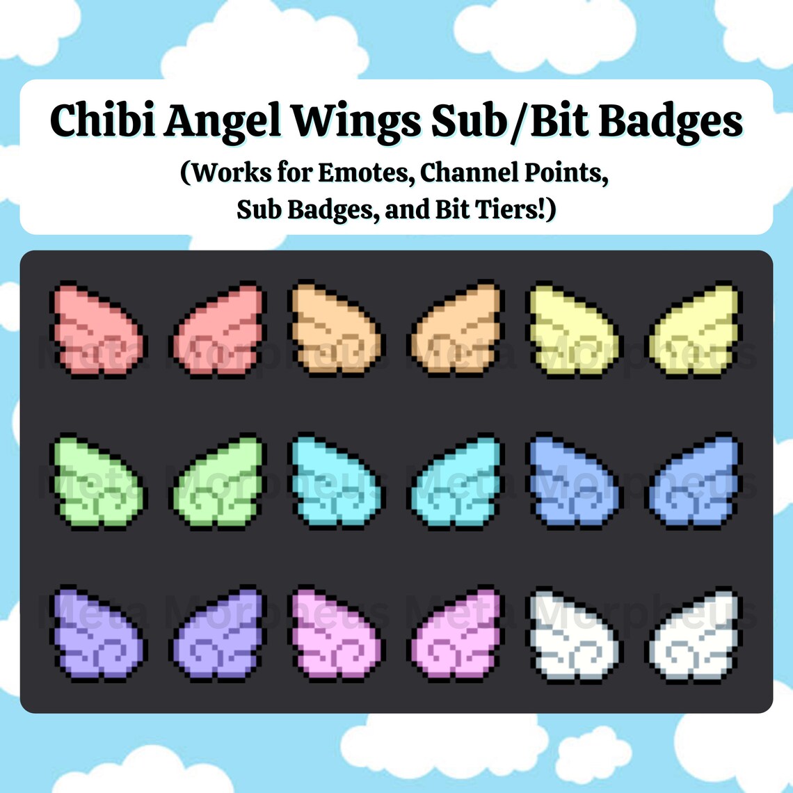 MATCHING BADGE SETS Cute Chibi Angel Wings Sub and Bit Badges for ...