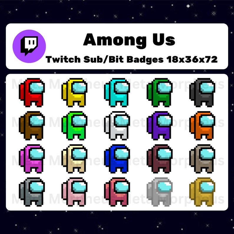 Among Us Twitch Badges | Pixel Art and Ready to Use! 20 Colors! - Etsy