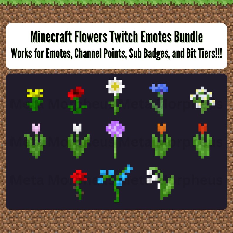 Minecraft Inspired Flower Twitch Emotes Bundle! 13 Flowers! Twitch ...
