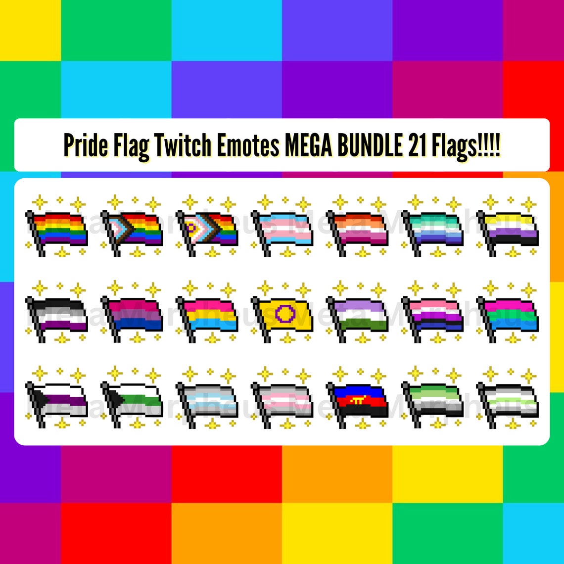 Pride Flag Emotes MEGA BUNDLE 21 Flags Twitch, Discord, Youtube LGBTQ ...