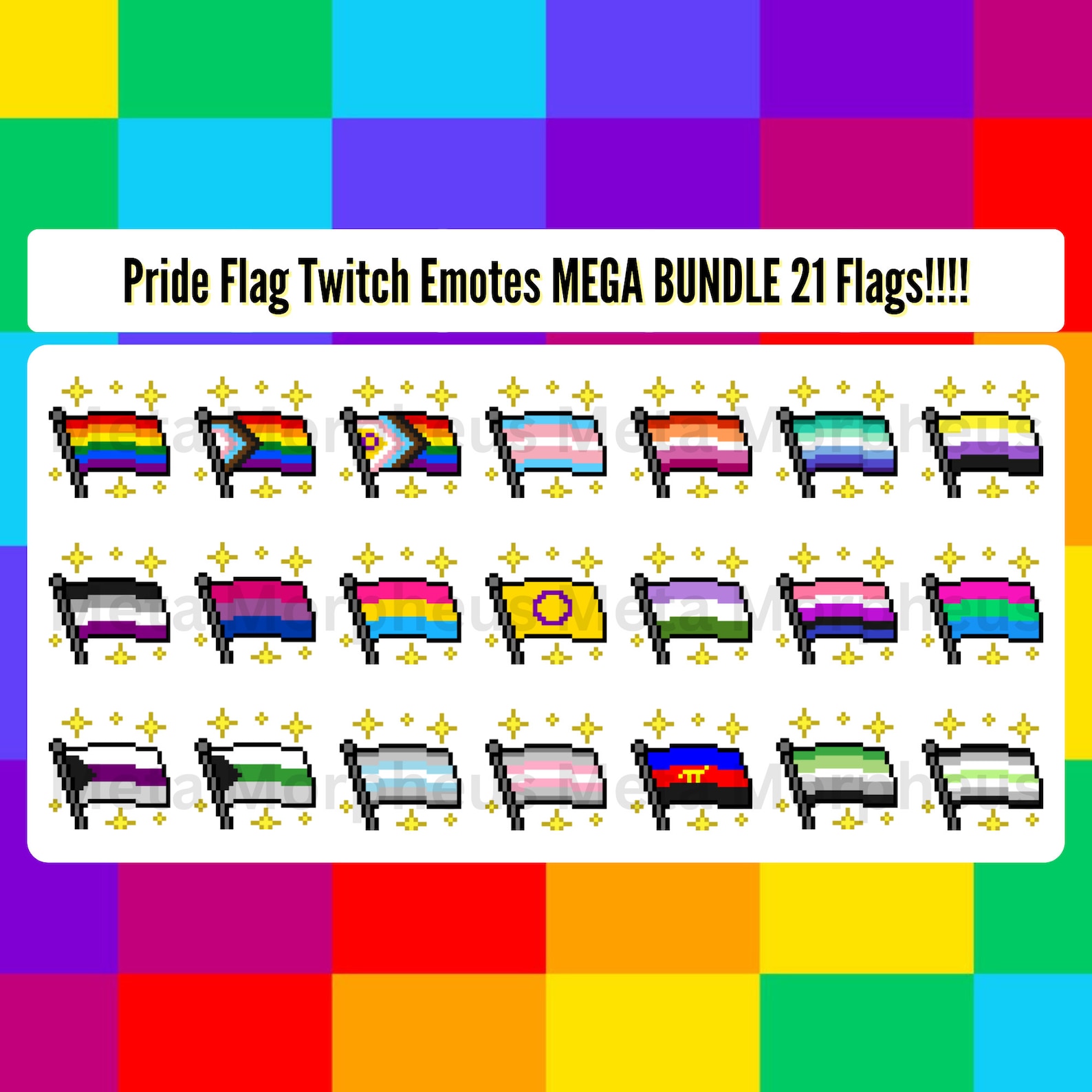 Pride Flag Emotes MEGA BUNDLE 21 Flags Twitch, Discord, Youtube LGBTQ ...