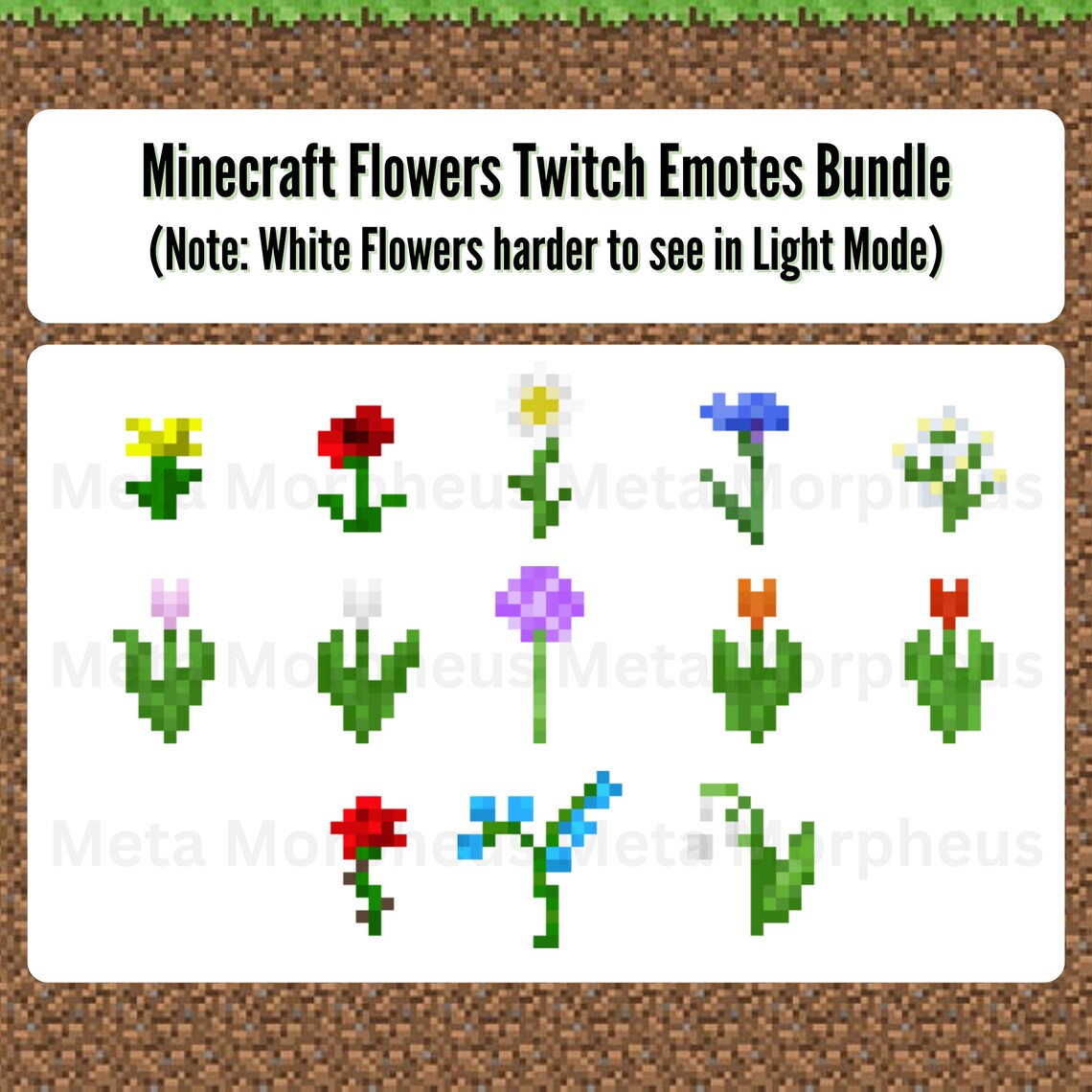 Minecraft Inspired Flower Twitch Emotes Bundle! 13 Flowers! Twitch ...