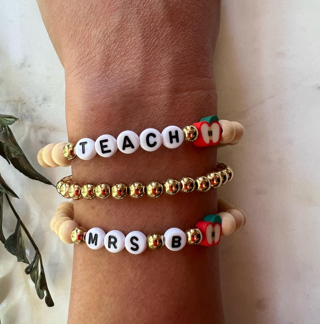 Personalized Teacher Bracelet, Back to School Gift, Bracelet for ...