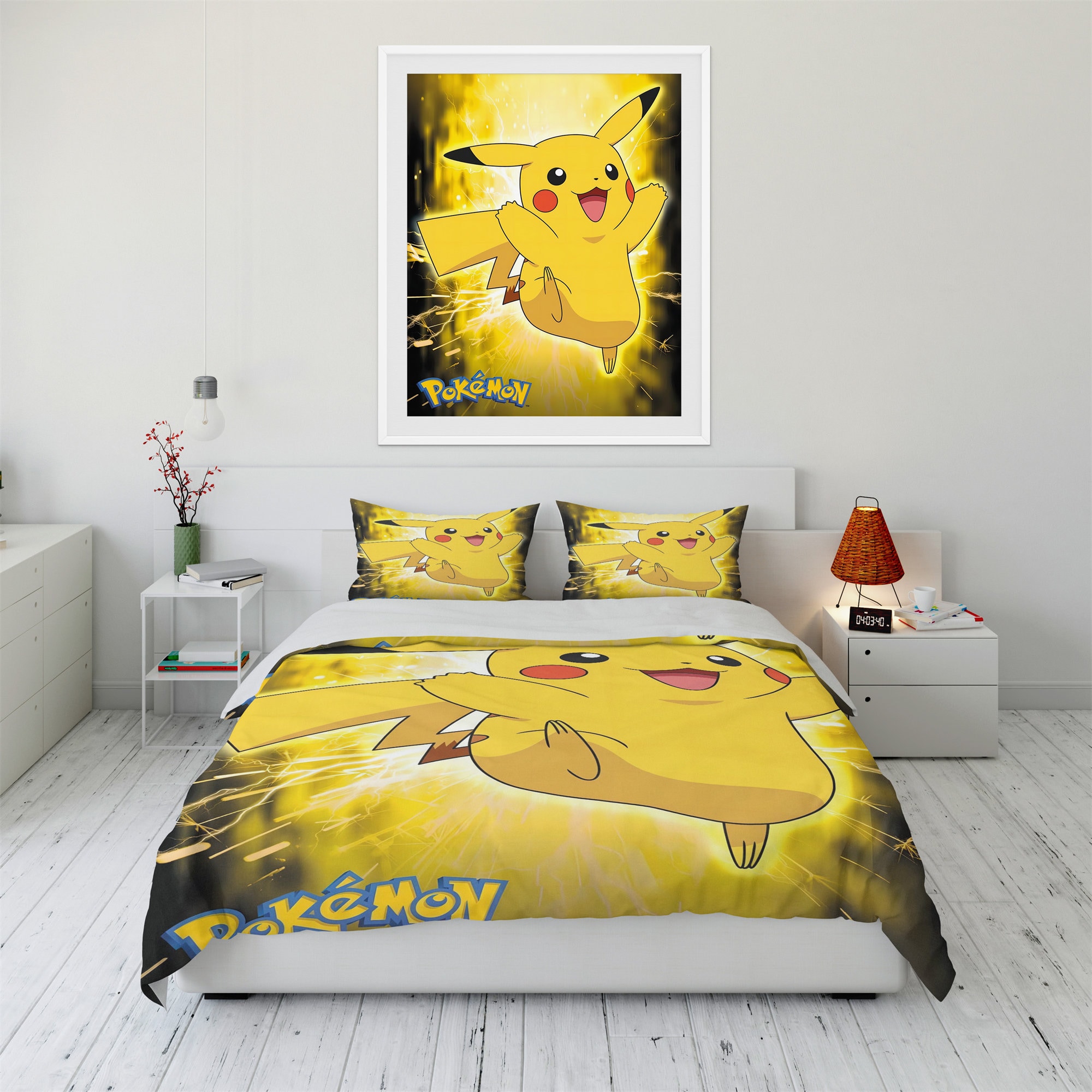 Pokémon Pikachu Quilt Cover Soft Three-piece Bedding Set - Etsy