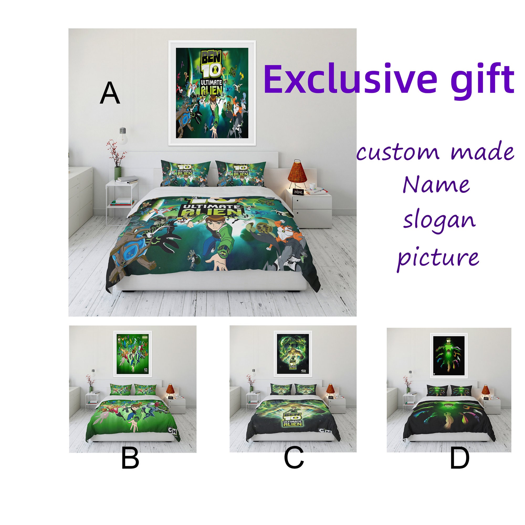 Ben 10 Alien Force Quilt Cover Soft Three-piece Bedding Set - Etsy