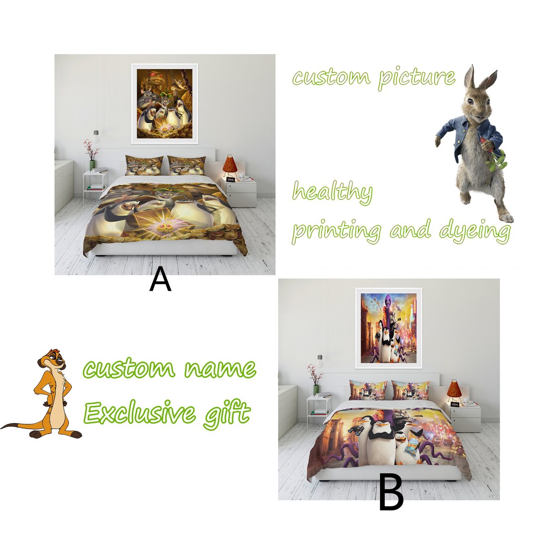 The Penguins of Madagascar Quilt Cover Bedding Set Custom - Etsy