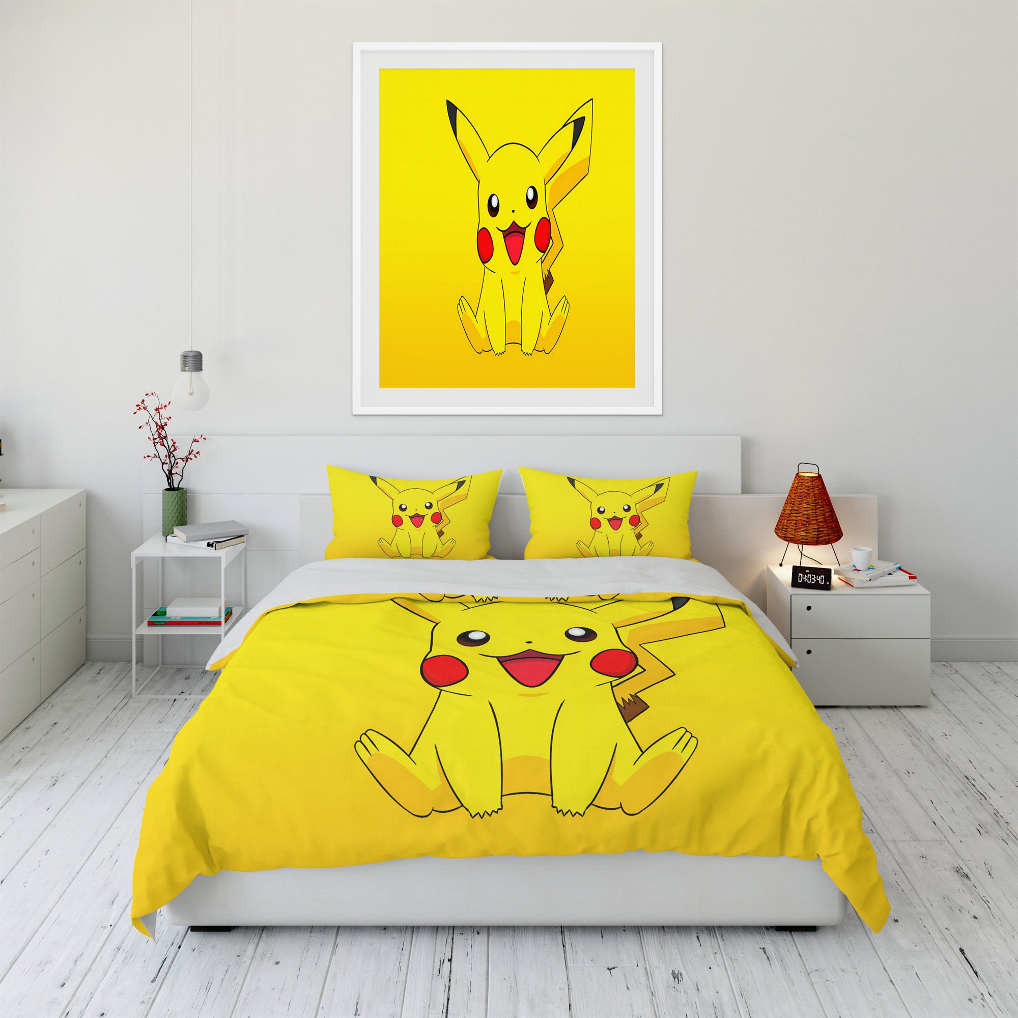 Pokémon Pikachu Quilt Cover Soft Three-piece Bedding Set - Etsy