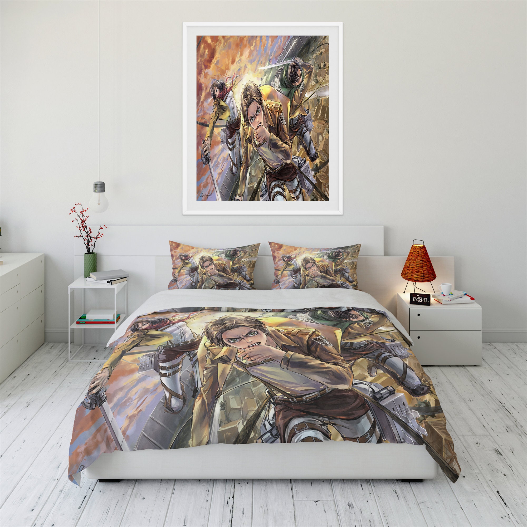 Attack on Titan Quilt Cover Soft Three-piece Bedding Set - Etsy