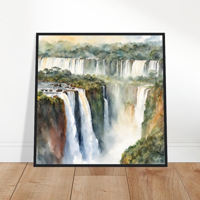 Iguazu Falls Art, Iguazu Falls Painting, Iguazu Falls Watercolor Art ...