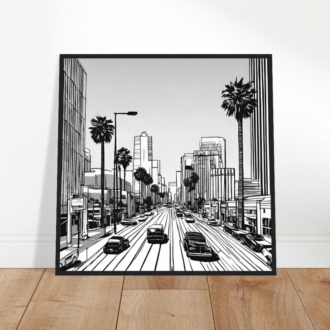 Los Angeles Art, Los Angeles Painting, Los Angeles Line Art, Line Art ...