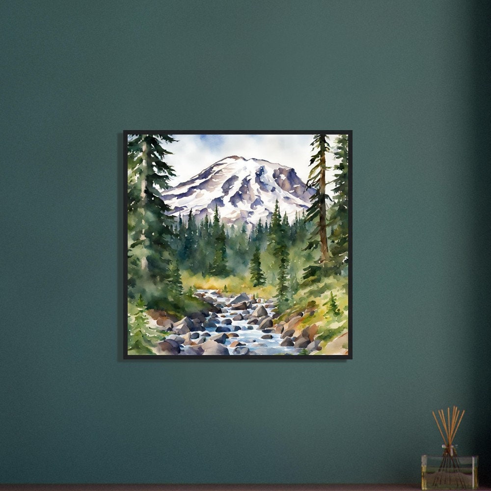Mount Rainier Art, Mount Rainier Painting, Mount Rainier Watercolor Art ...