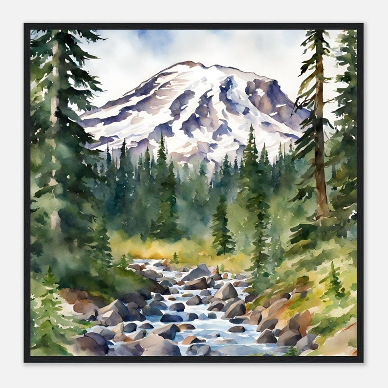 Mount Rainier Art, Mount Rainier Painting, Mount Rainier Watercolor Art ...