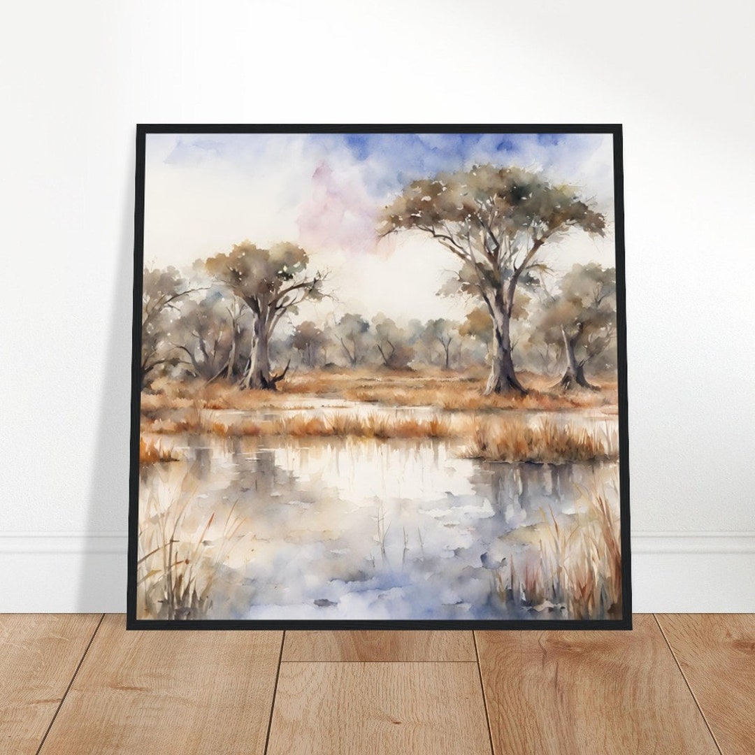 Okavango Delta Art, Okavango Delta Painting, Okavango Delta Watercolor ...