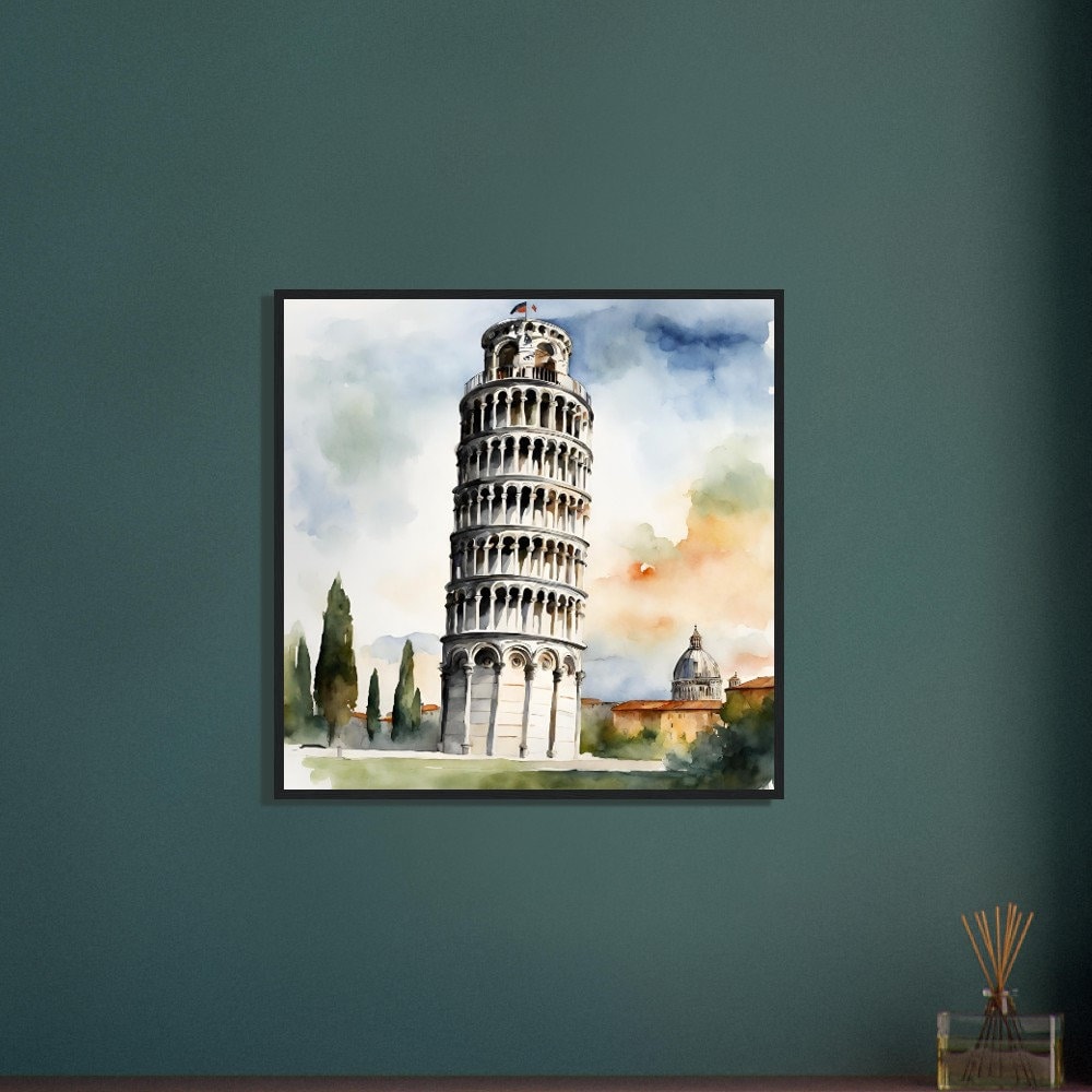 Tower of Pisa Art, Tower of Pisa Painting, Tower of Pisa Watercolor Art ...