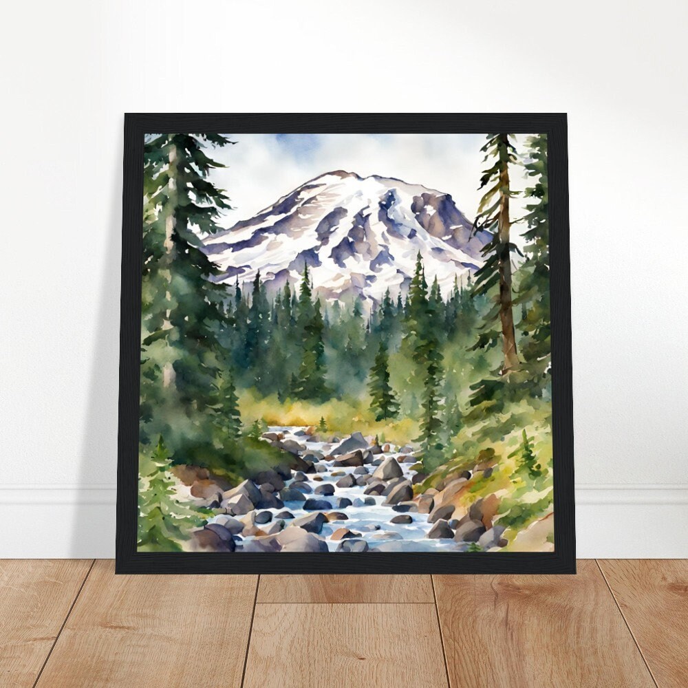Mount Rainier Art, Mount Rainier Painting, Mount Rainier Watercolor Art ...