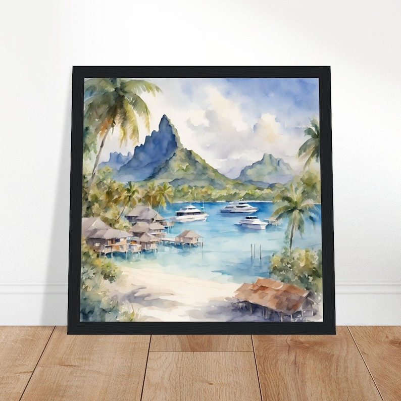 Bora Bora Art, Bora Bora Painting, Bora Bora Watercolor Art, Watercolor ...