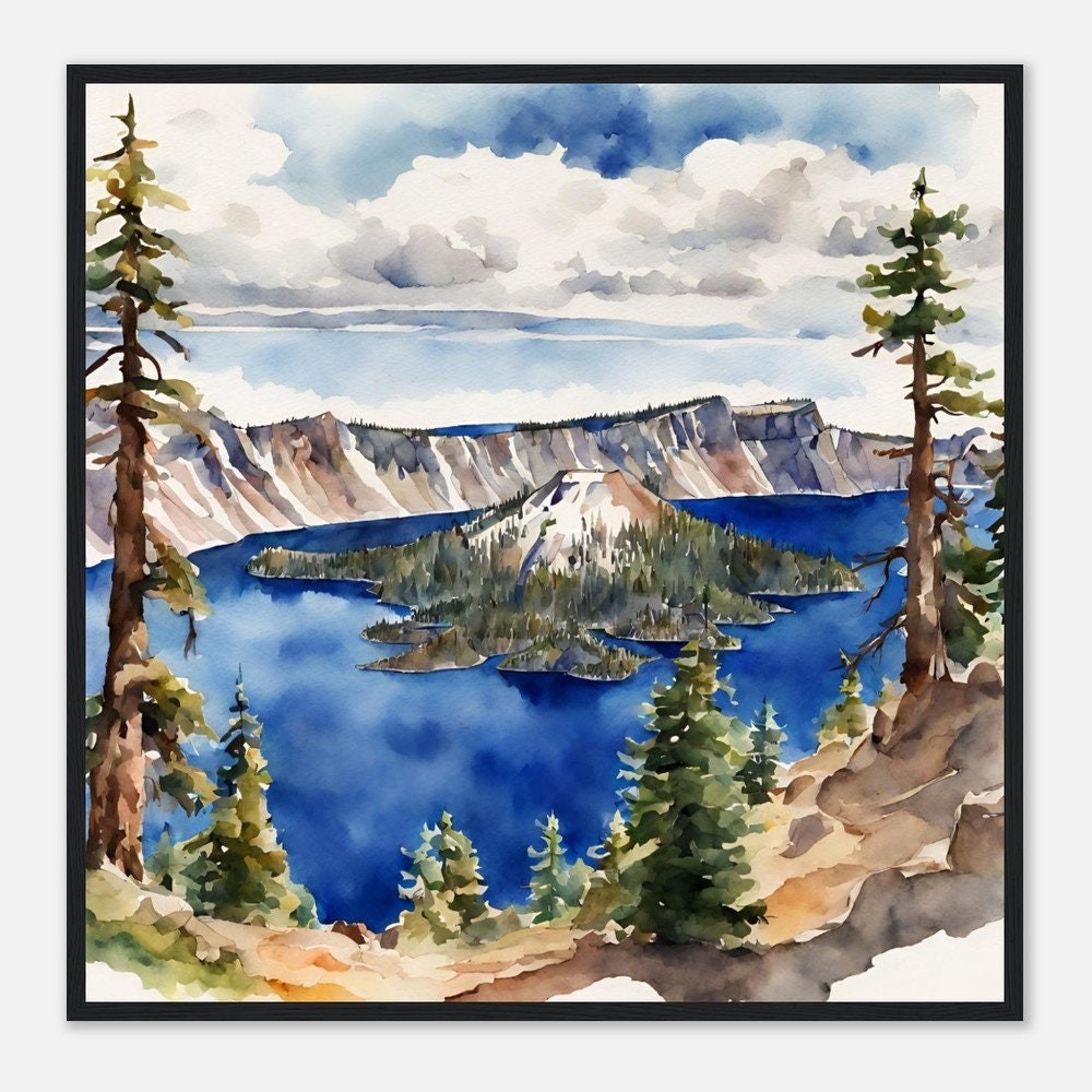 Crater Lake National Park Art, Crater Lake Painting, Crater Lake ...