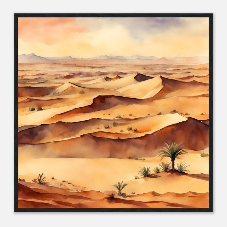 Sahara Desert Art, Sahara Desert Painting, Sahara Desert Watercolor Art ...