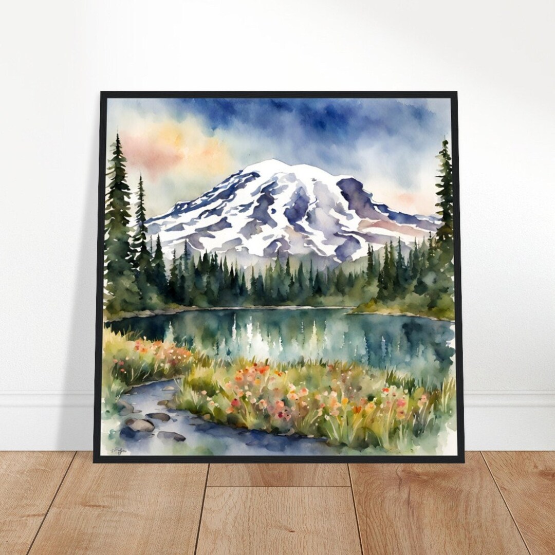 Mount Rainier National Park Art, Mount Rainier Painting, Mount Rainier ...