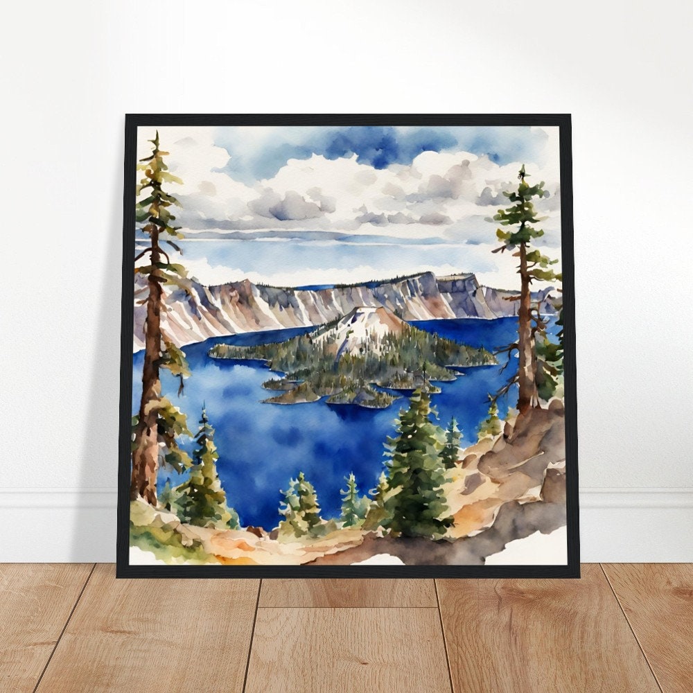 Crater Lake National Park Art, Crater Lake Painting, Crater Lake ...