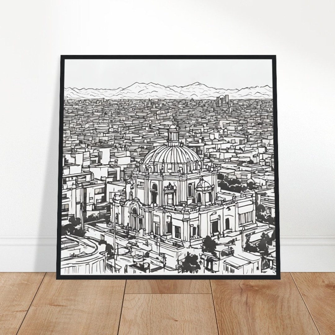 Mexico City Art, Mexico City Painting, Mexico City Line Art, Line Art ...