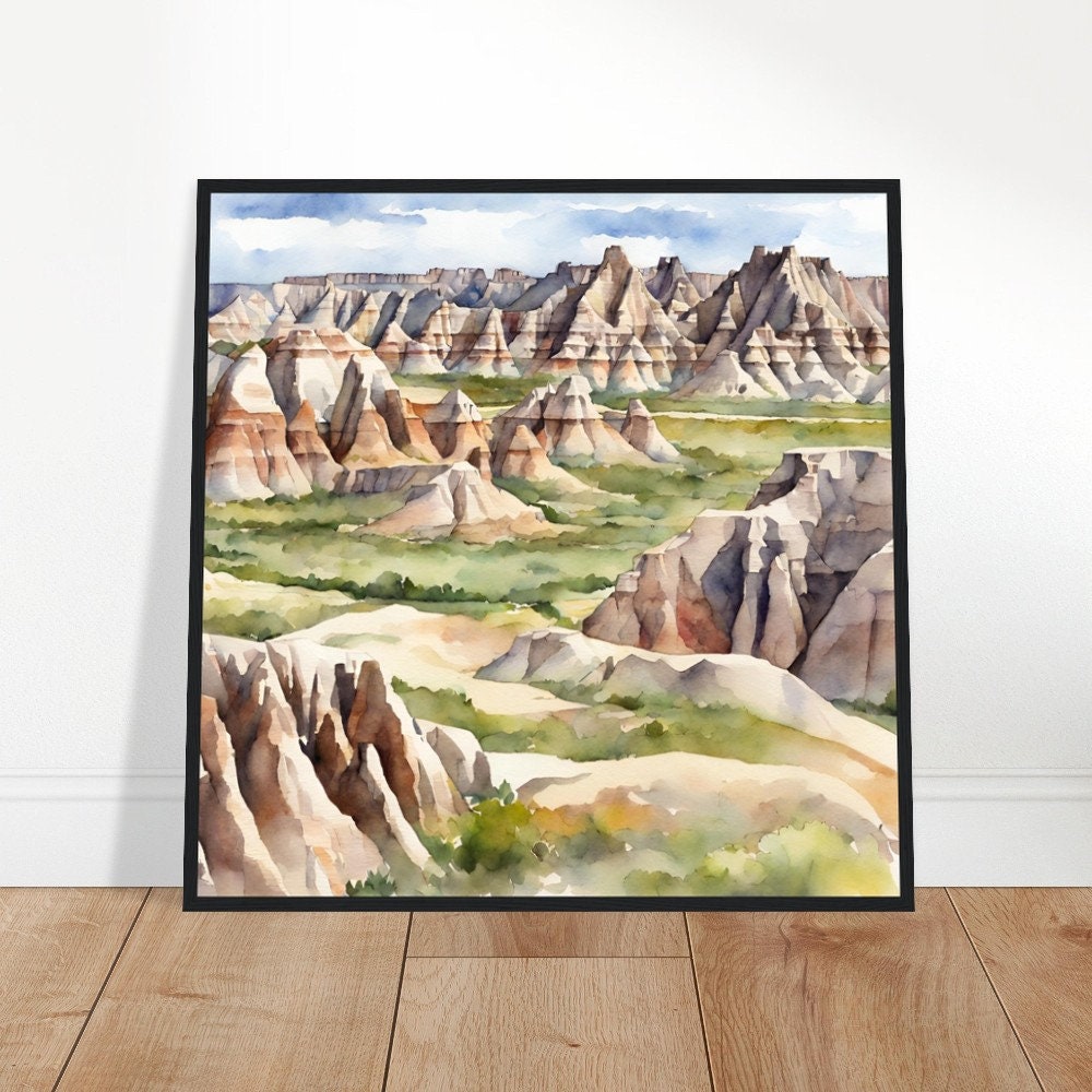 Badlands National Park Art, Badlands Painting, Badlands Watercolor Art ...