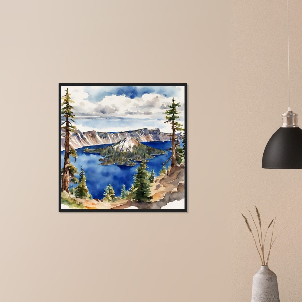 Crater Lake National Park Art, Crater Lake Painting, Crater Lake ...