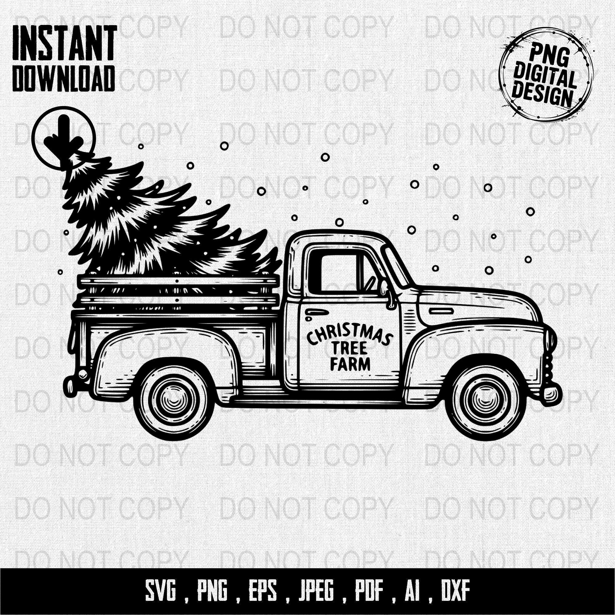 Christmas Truck SVG: Vintage Tree Farm Laser Cut File (digital Download ...