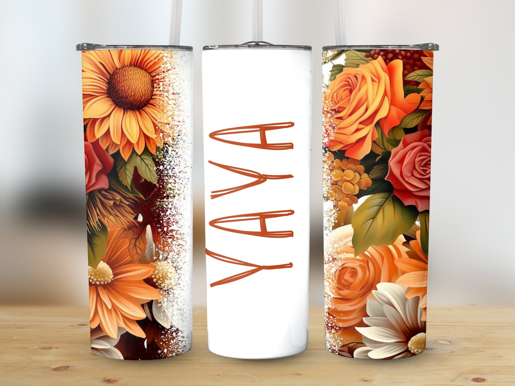 Yaya Flower 20 Oz Skinny Tumbler Sublimation Design, Straight & Tapered ...
