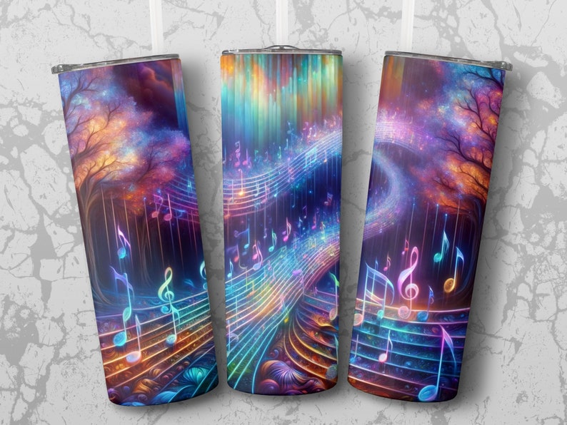 Colorful Music Notes Tumbler Sublimation Design (digital Download) - Etsy